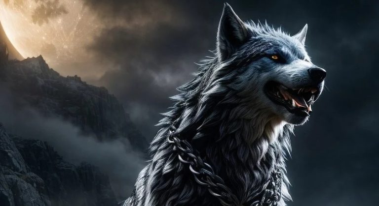 Fenrir, el lobo monstruoso de la mitología nórdica, hijo de Loki